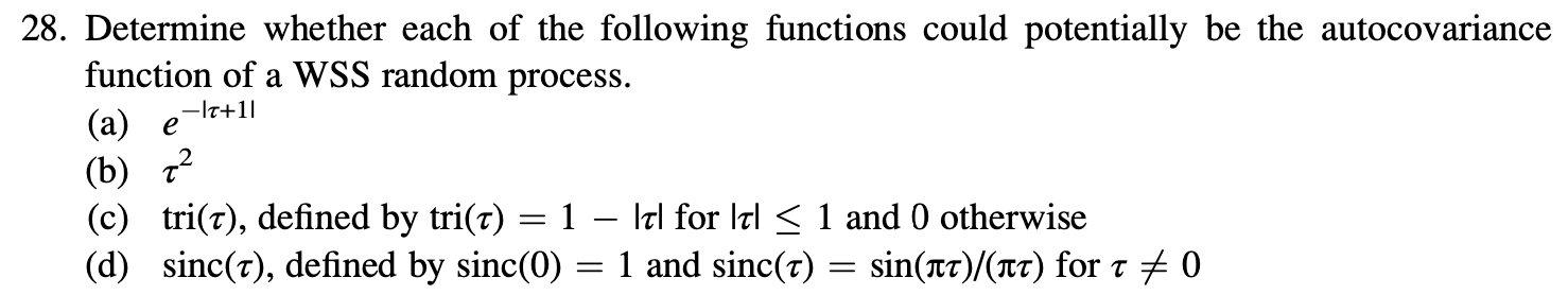 Solved 28. Determine whether each of the following functions | Chegg.com