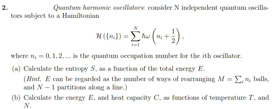 Solved 2. Quantum harmonic oscillators: consider N | Chegg.com