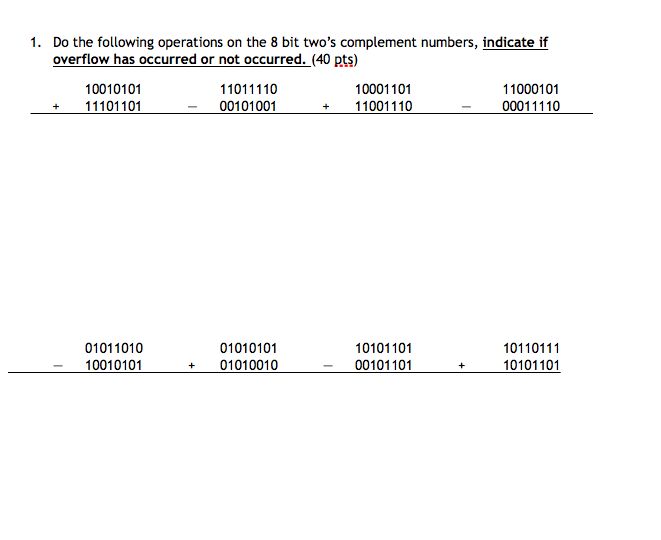 Answered 1 Do The Following Operations On The 8 Bit Twos
