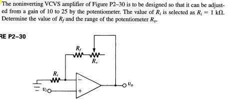 Solved The noninverting VCVS amplifier of Figure P2-30 is to | Chegg.com