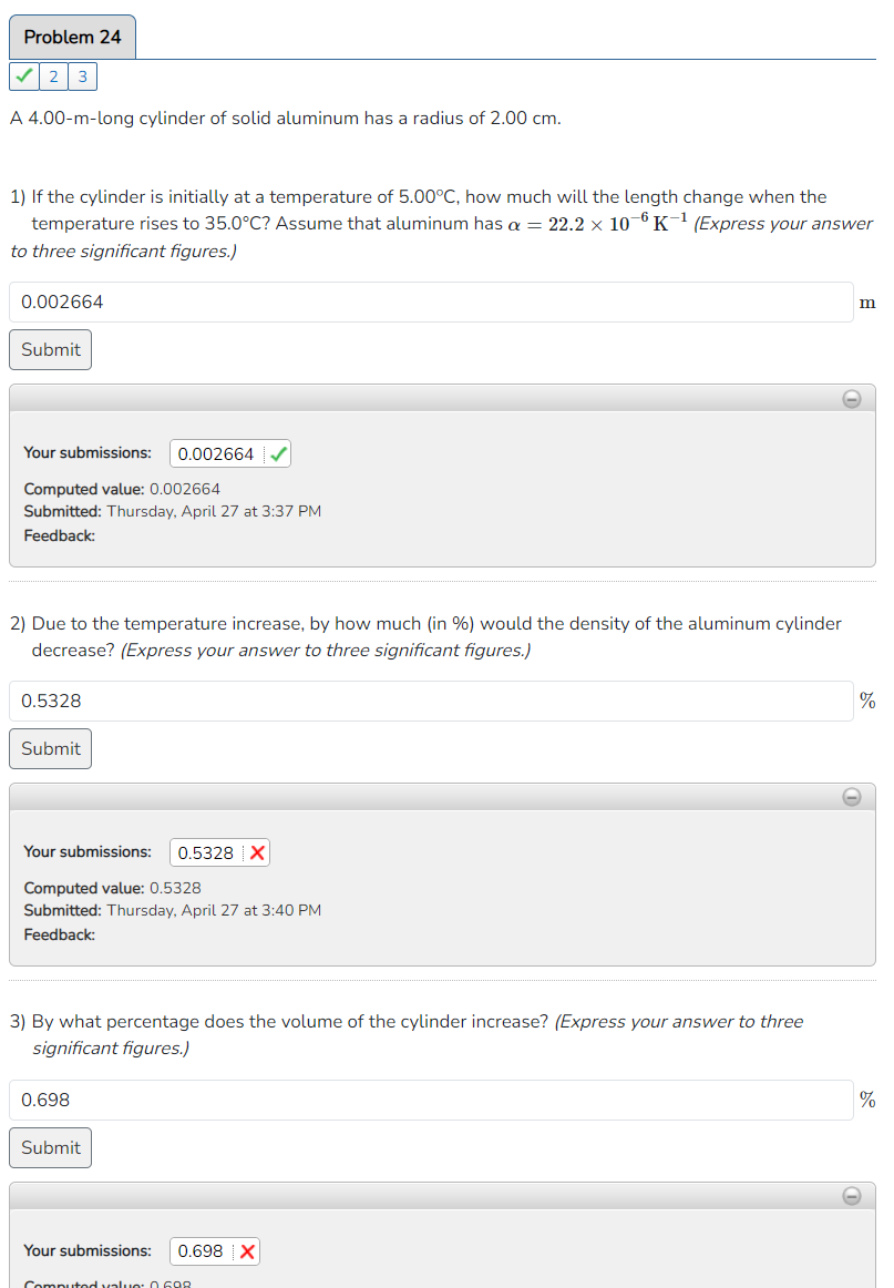 Solved 1) If the cylinder is initially at a temperature of | Chegg.com