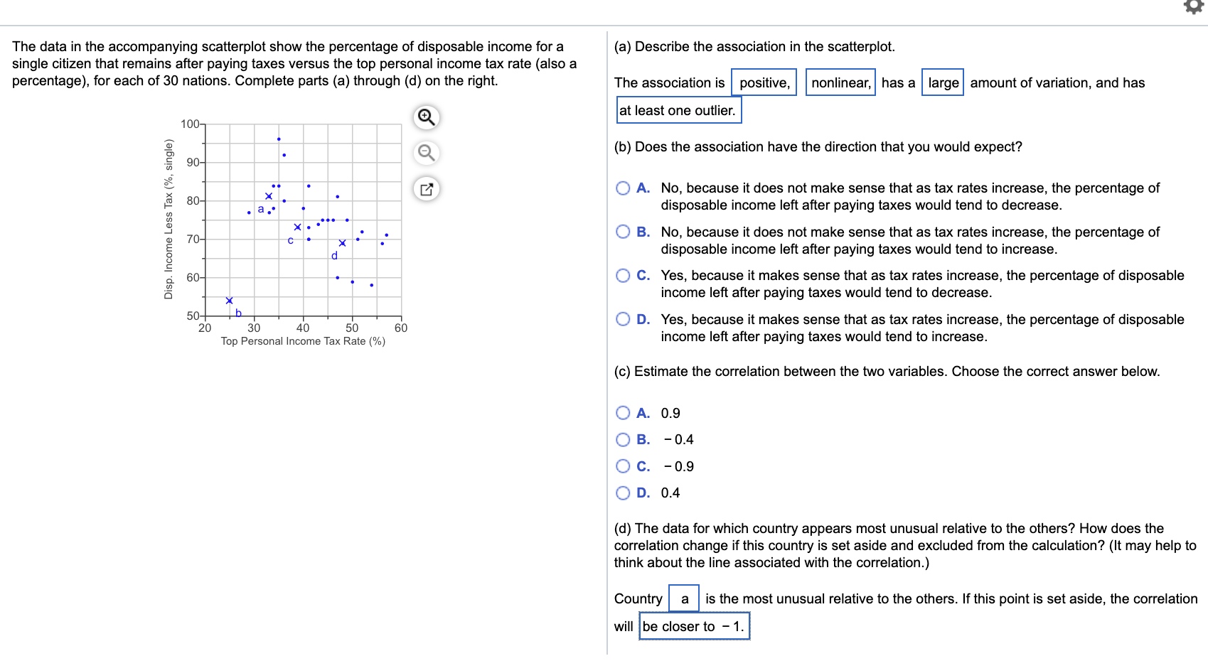 Solved (a) Describe the association in the scatterplot. The | Chegg.com