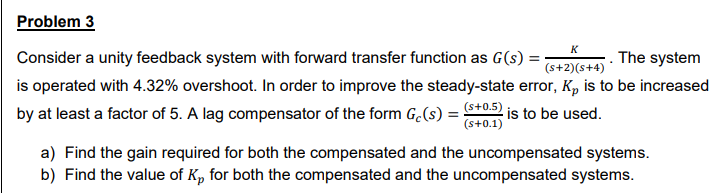 Solved Problem 3Consider a unity feedback system with | Chegg.com