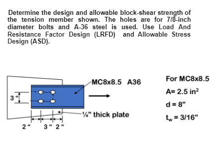 Solved Determine the design and allowable block-shear | Chegg.com