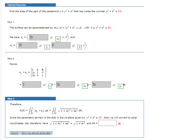 Solved Tutorial Exercise Find the area of the part of the | Chegg.com Solved Tutorial Exercise Find the area of the part of the | Chegg.com