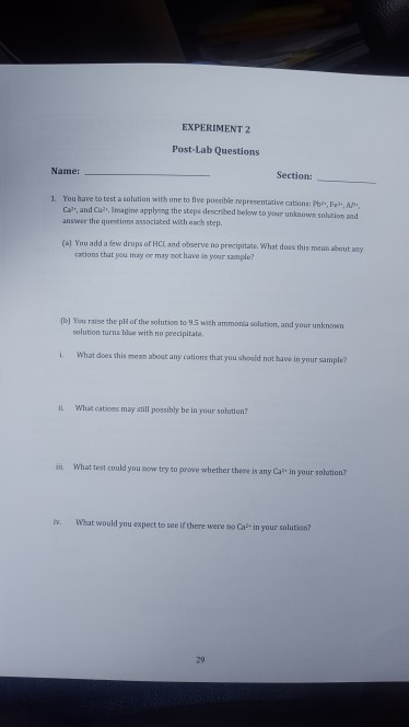 Solved EXPERIMENT 2 Post-Lab Questions Name: Section: 1. You | Chegg.com Solved EXPERIMENT 2 Post-Lab Questions Name: Section: 1. You | Chegg.com