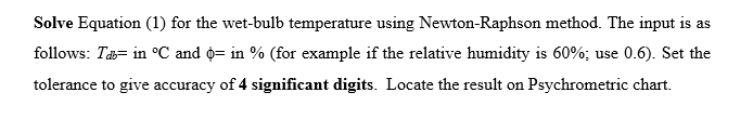 Solved Problem Statement Given the dry-bulb temperature. Tdb | Chegg.com