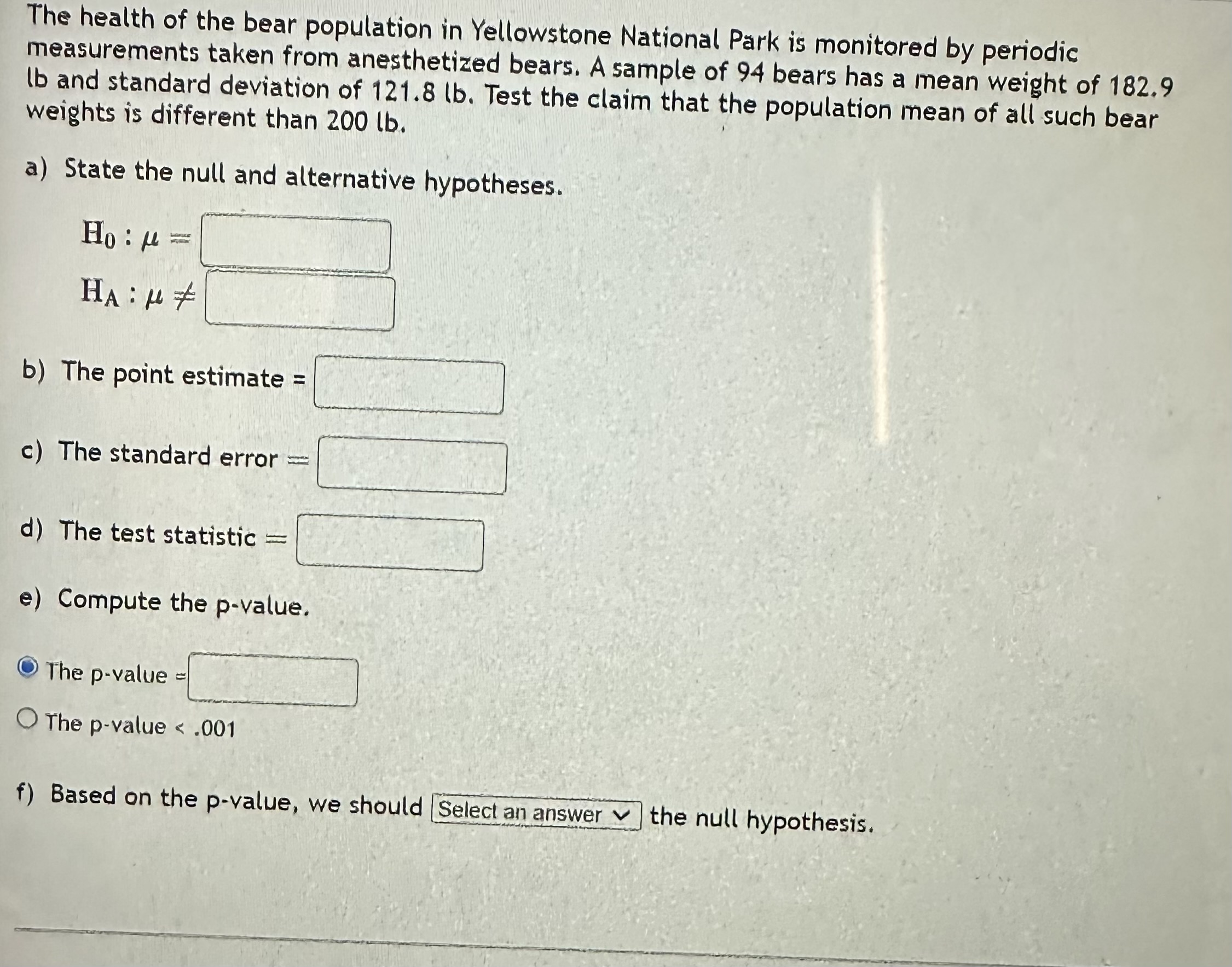 Solved The health of the bear population in Yellowstone | Chegg.com