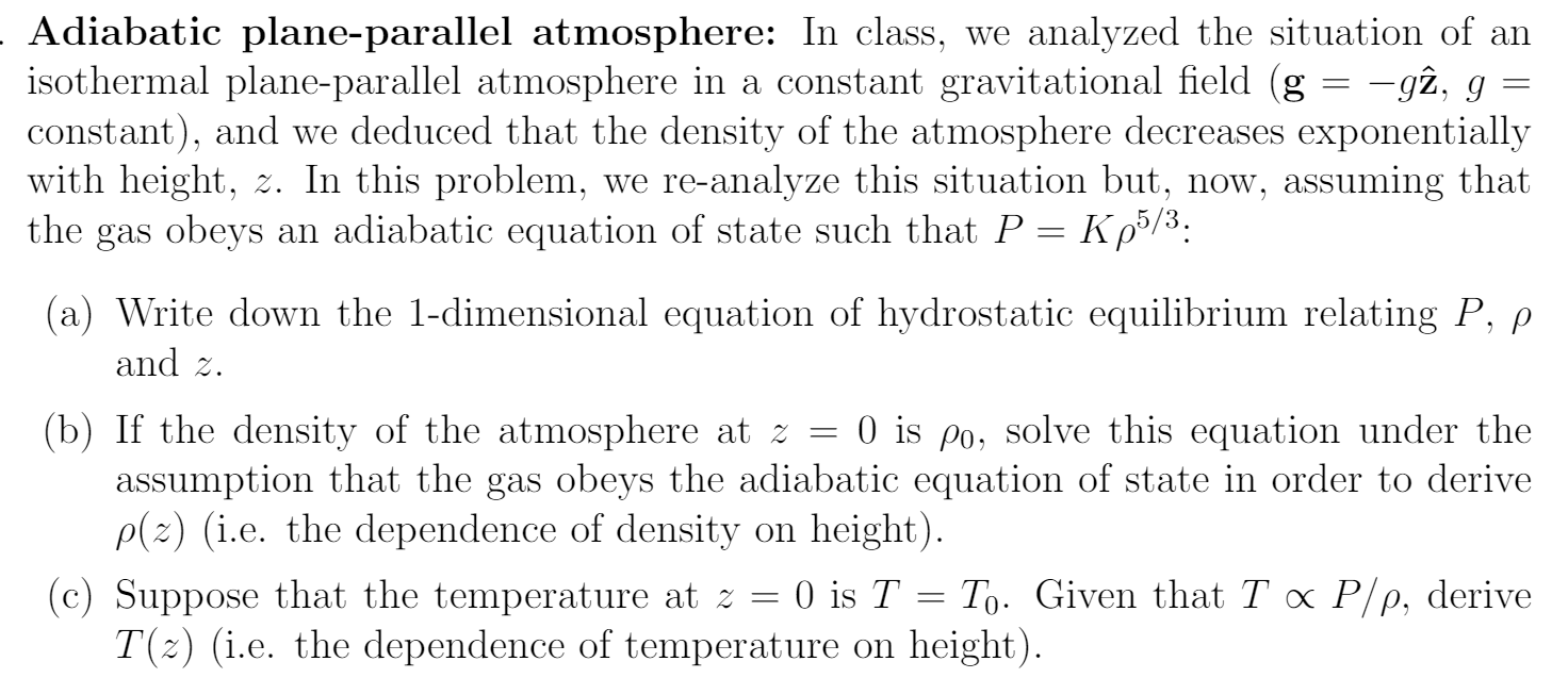 Solved Adiabatic plane-parallel atmosphere: In class, we | Chegg.com