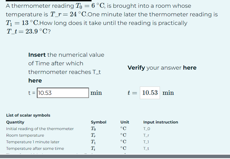 Solved A thermometer reading T0=6°C, ﻿is brought into a room | Chegg.com