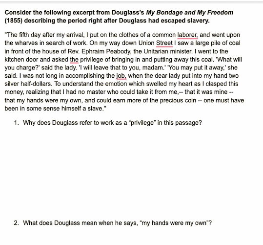 Frederick Douglass Written Primary Source Activity| | Chegg.com