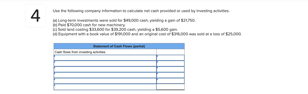 Solved 4 Use the following company information to calculate | Chegg.com