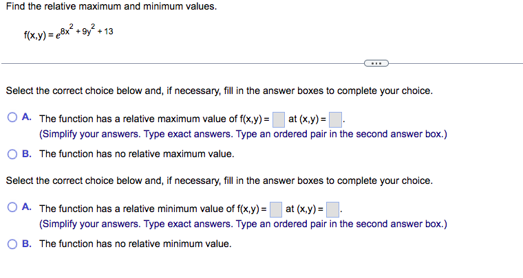 Solved Find the relative maximum and minimum values. | Chegg.com