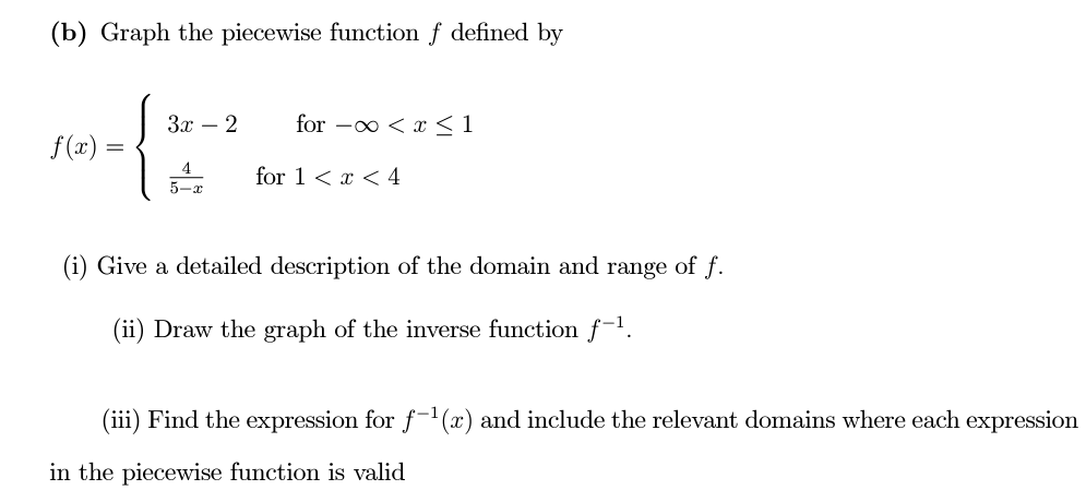 Solved (a) (i) Carefully graph the piecewise function f | Chegg.com