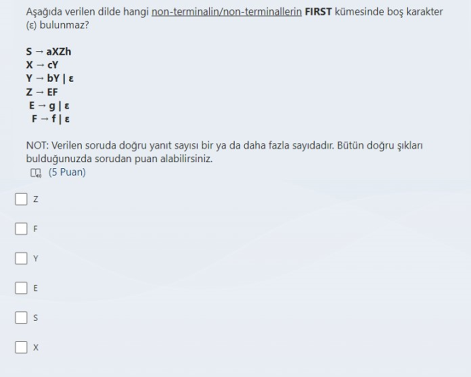 Solved 1-) Which non-terminal(s) in the given language | Chegg.com