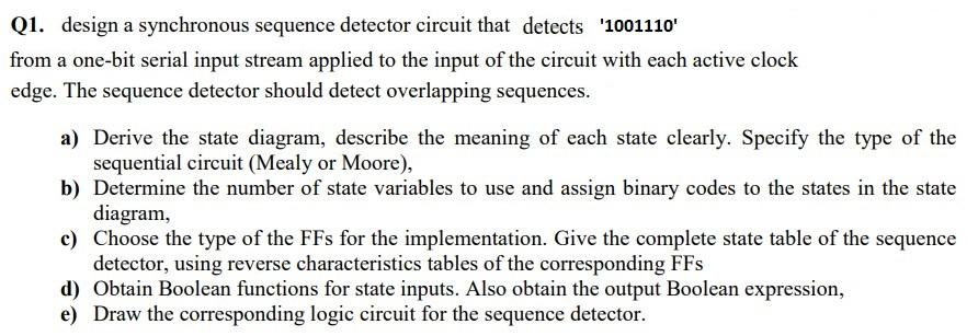 Solved Q1. design a synchronous sequence detector circuit | Chegg.com