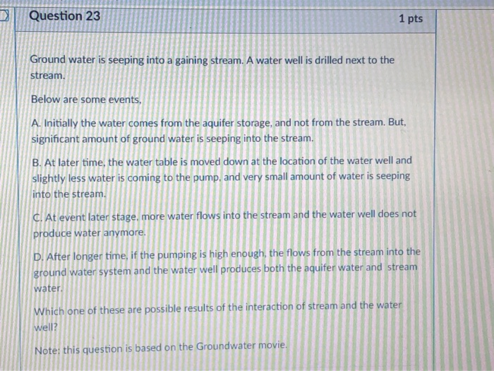 Solved DQuestion 23 1 pts Ground water is seeping into a | Chegg.com