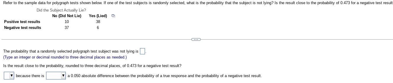 Solved Refer to the sample data for polygraph tests shown | Chegg.com