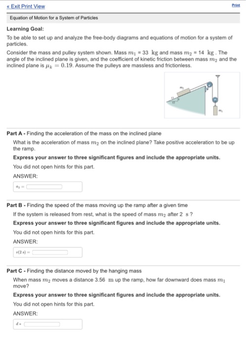 Solved Print Equation of Motion for a System of Particles | Chegg.com