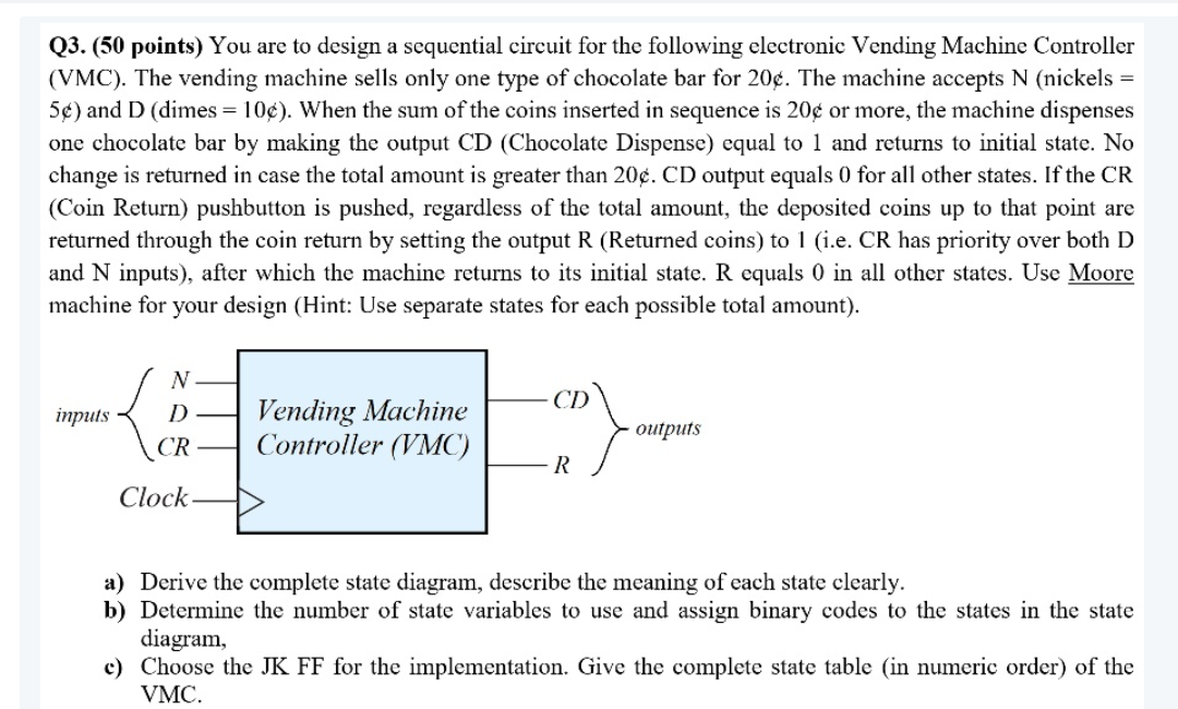 Solved Q3. (50 points) You are to design a sequential | Chegg.com