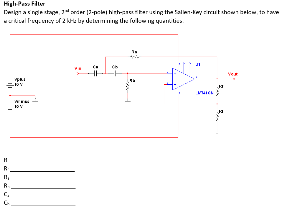 Solved Design a single stage, 2nd order (2-pole) high-pass | Chegg.com
