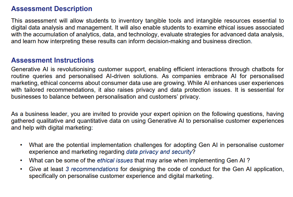 Solved Assessment DescriptionThis assessment will allow | Chegg.com