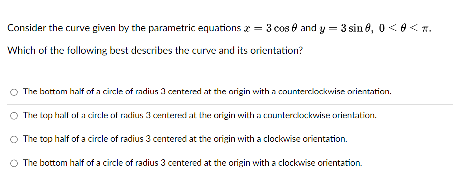 Solved Consider the curve given by the parametric equations | Chegg.com