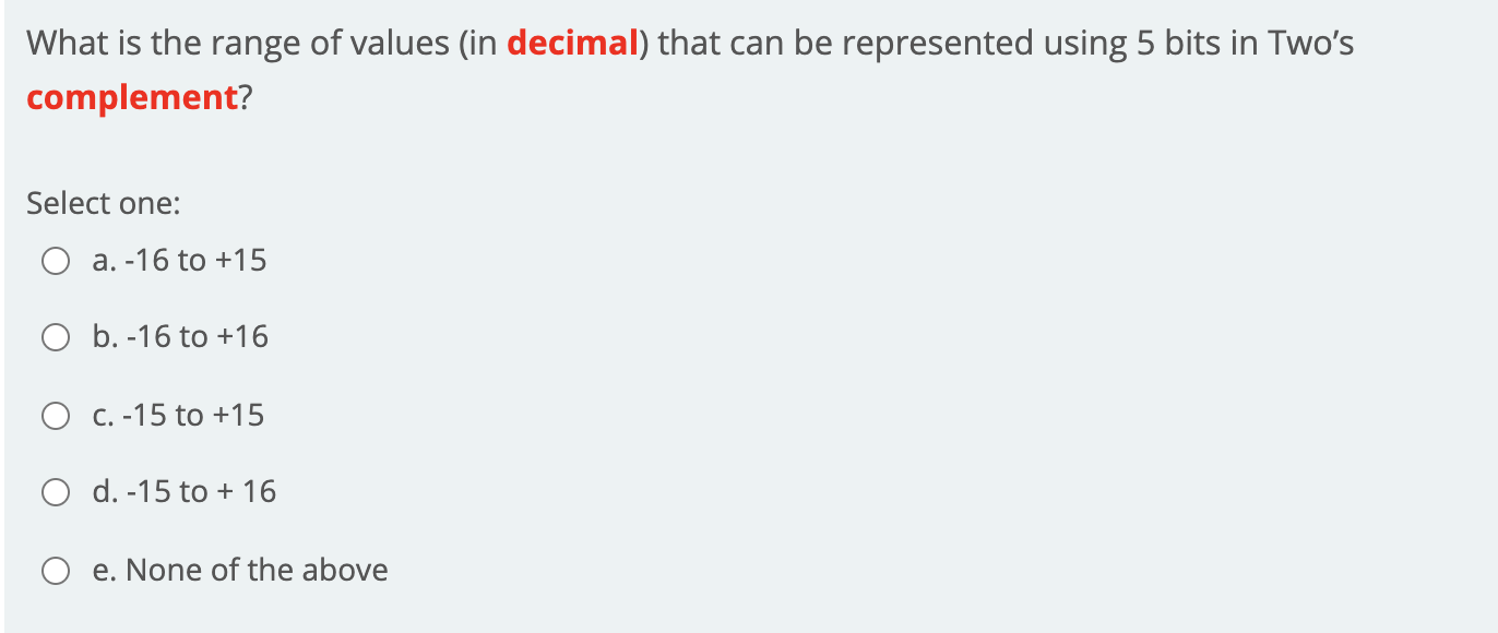 Solved What is the range of values (in decimal) that can be | Chegg.com