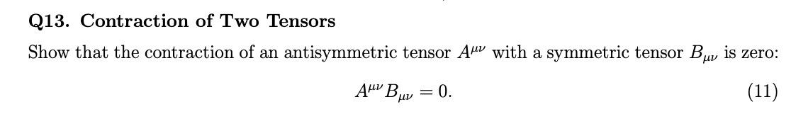 Solved Show that the contraction of an antisymmetric tensor | Chegg.com