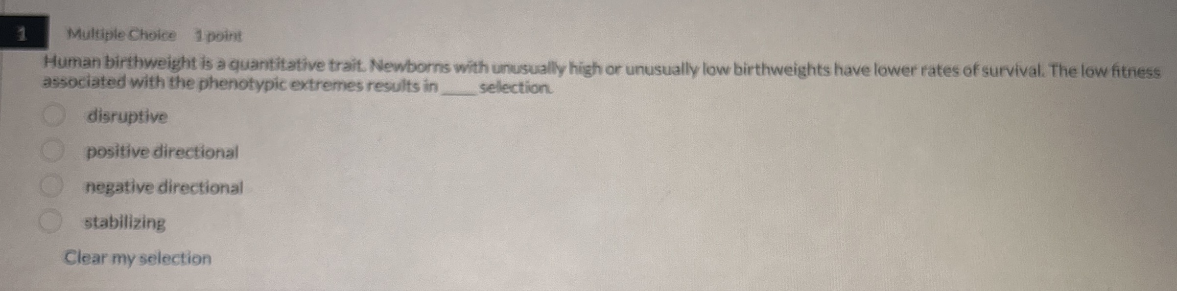 Solved 1 ﻿Multiple Choice 1 ﻿pointHuman birthweight is a | Chegg.com