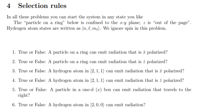 Solved Selection rules In all these problems you can start | Chegg.com