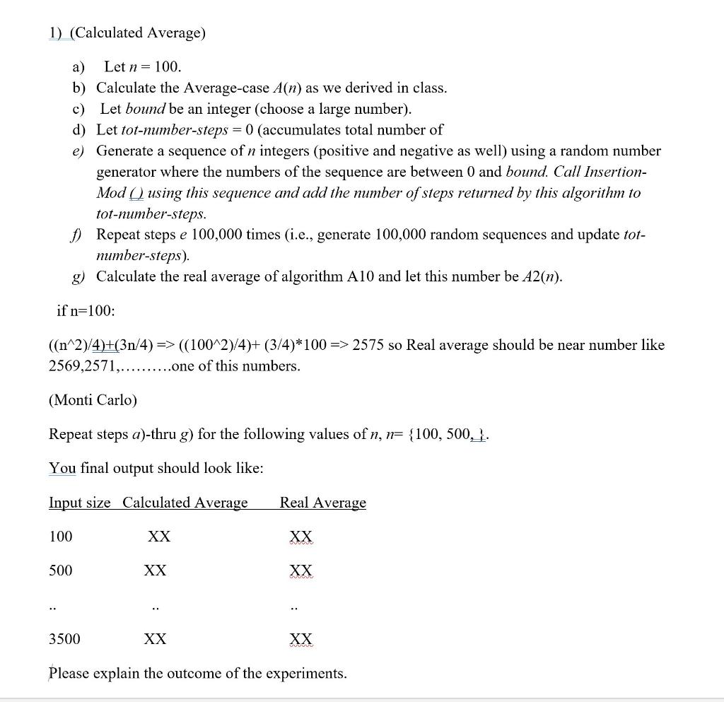 Solved Average Case In this project we will try to match the | Chegg.com