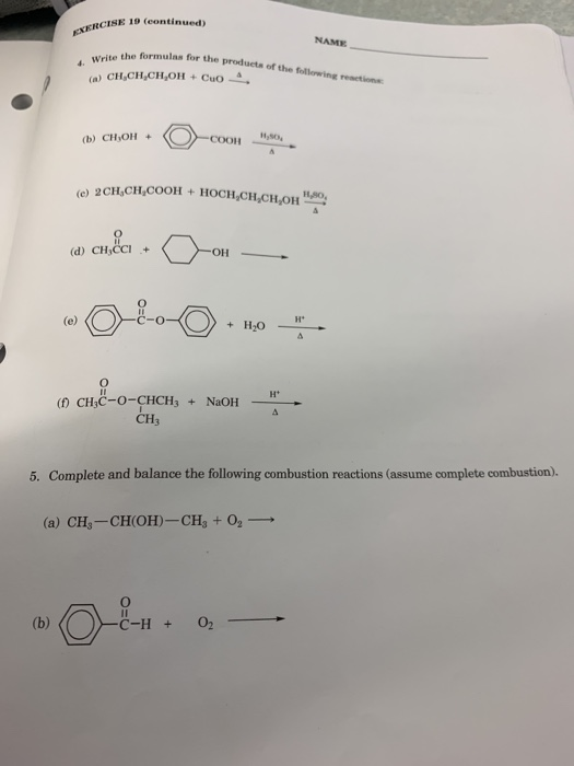 Solved NAME SECTION INSTRUCTOR DATE EXERCISE 19 Alcohols, | Chegg.com