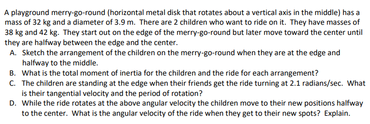 Solved A playground merry-go-round (horizontal metal disk | Chegg.com