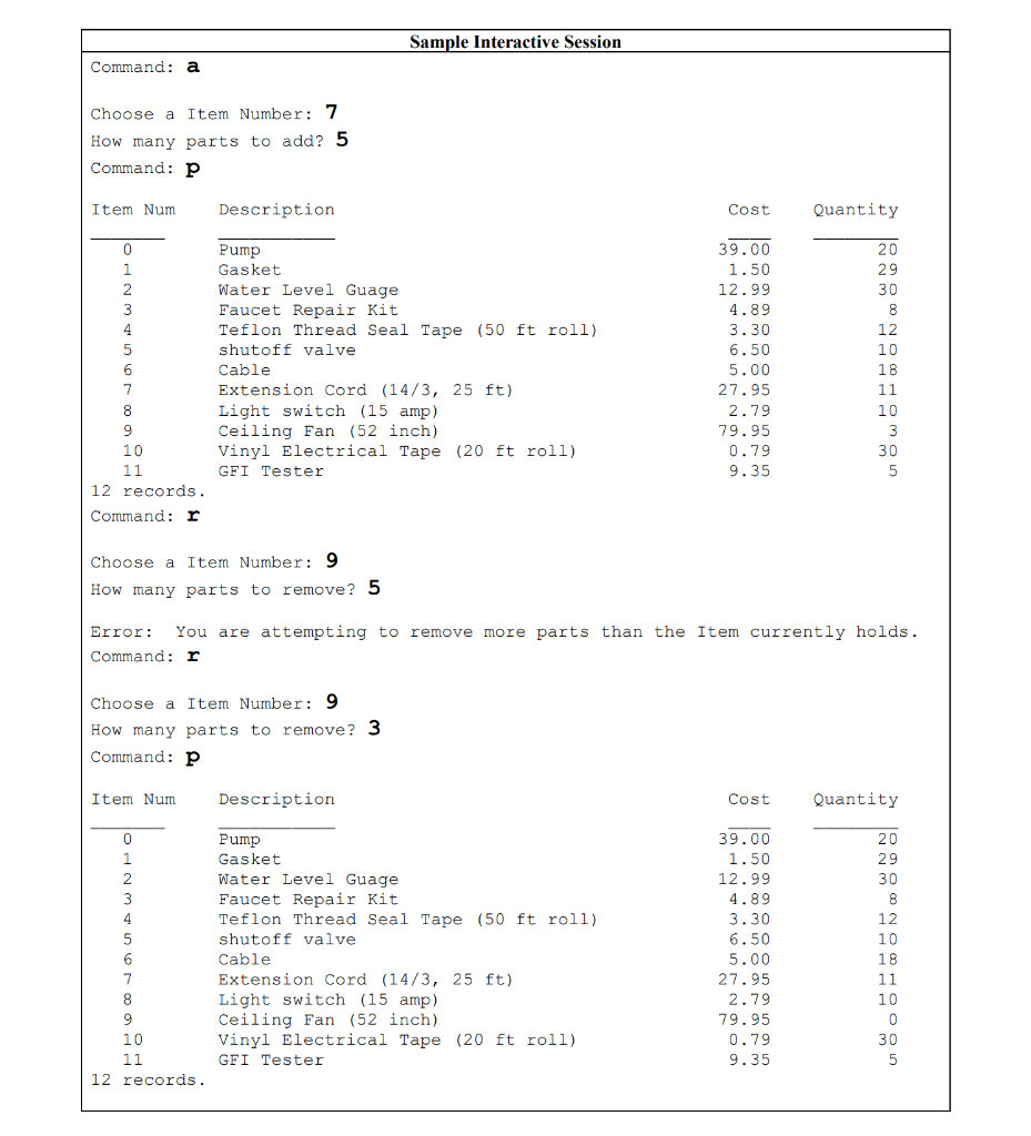 Solved Inventory Application Program This project involves | Chegg.com