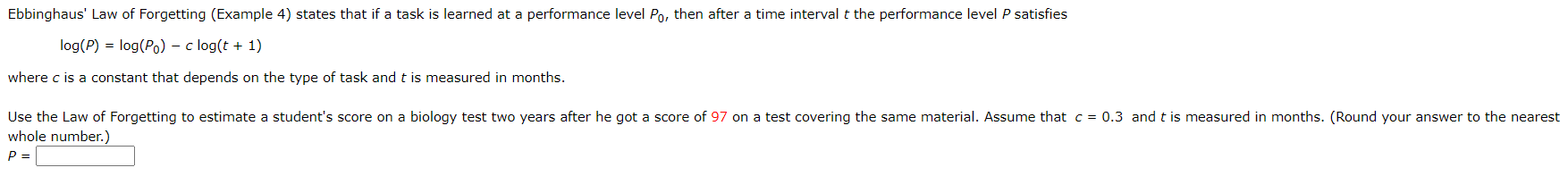 Solved Ebbinghaus' Law of Forgetting (Example 4) states that | Chegg.com