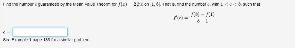 Solved Find The Number C Guaranteed By The Mean Value Theorm