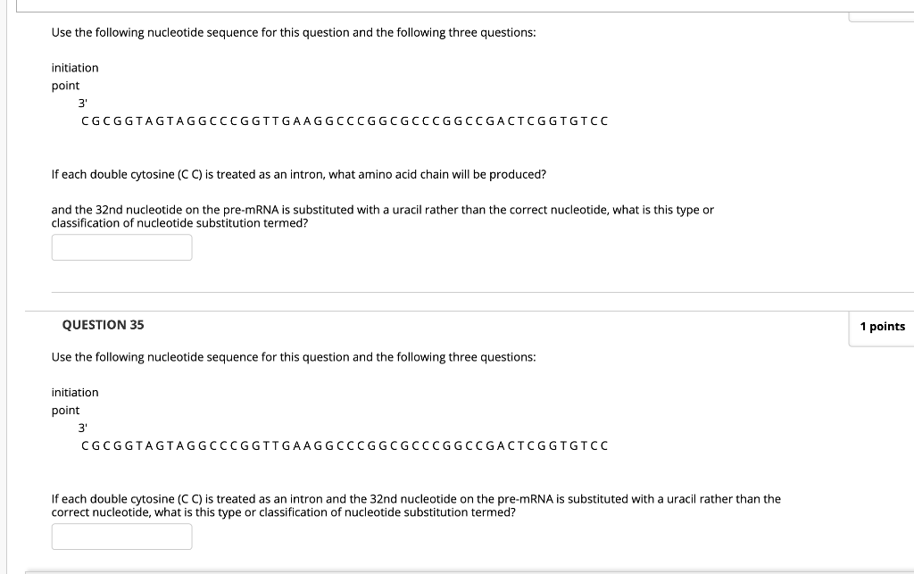 Solved Use the following nucleotide sequence for this | Chegg.com