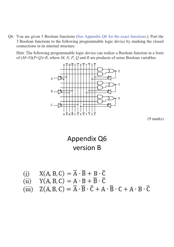 Solved Q6. You are given 3 Boolean functions (See Appendix | Chegg.com