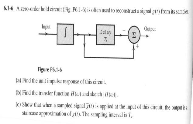 Solved 6.1-6 A zero-order hold circuit (Fig. P6.1-6) is | Chegg.com