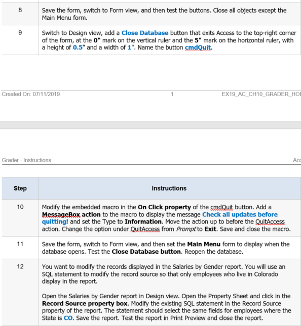 8 Save the form, switch to Form view, and then test | Chegg.com