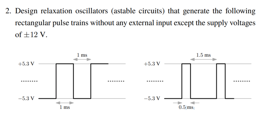 Solved 2. Design relaxation oscillators (astable circuits) | Chegg.com