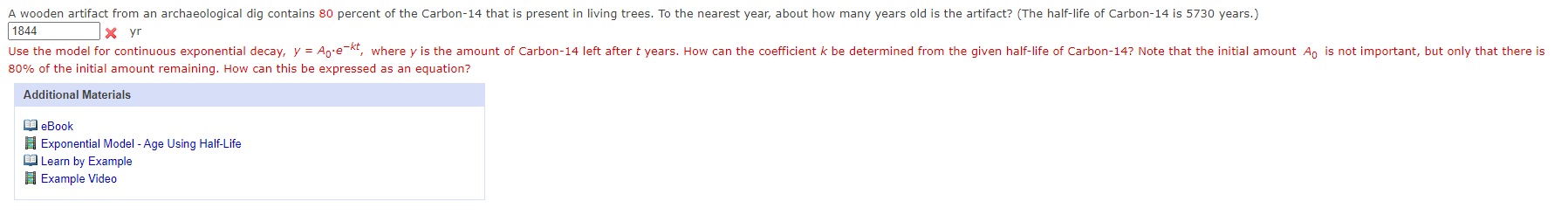 × yr 0% of the initial amount remaining. How can this | Chegg.com