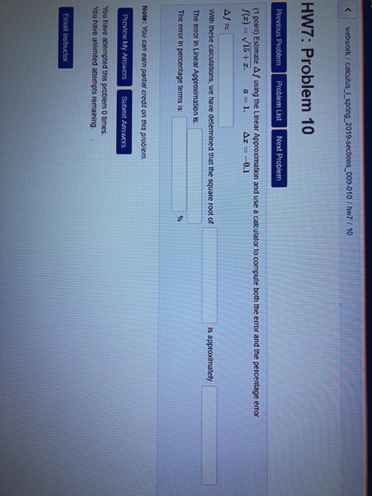 Solved HW7: Problem 10 (1 point) Estimate Δf using the | Chegg.com