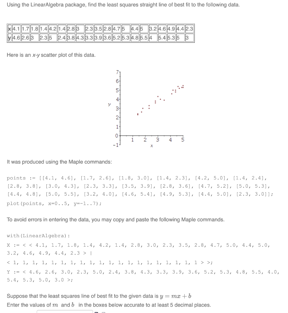 Solved Using the LinearAlgebra package, find the least | Chegg.com