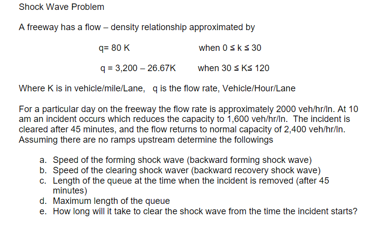 Solved A freeway has a flow - density relationship | Chegg.com