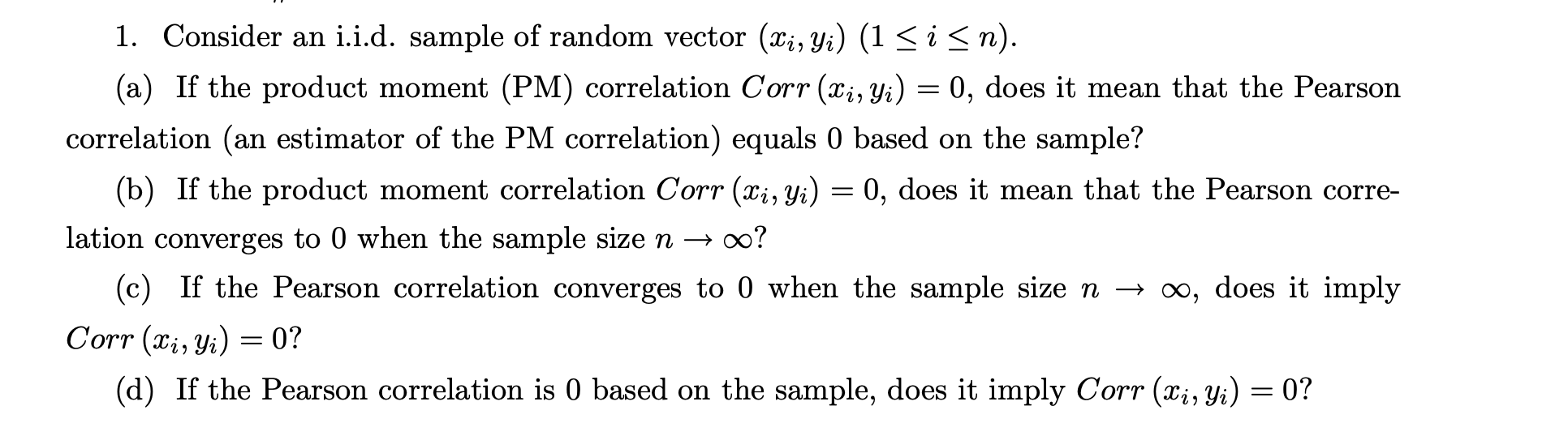 Solved Consider an i.i.d. sample of random vector (xi; yi) | Chegg.com