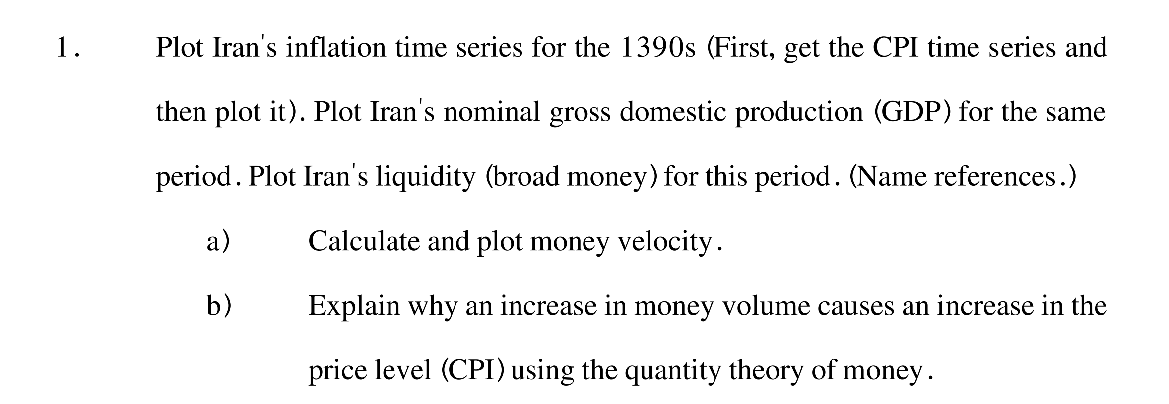 Solved 1. Plot Iran's inflation time series for the 1390s | Chegg.com