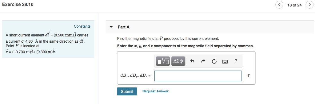 Solved Exercise 28.10 18 of 24 Constants Part A A short | Chegg.com