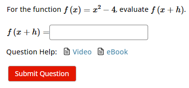 Solved For the function f(x)=x2-4, ﻿evaluate | Chegg.com